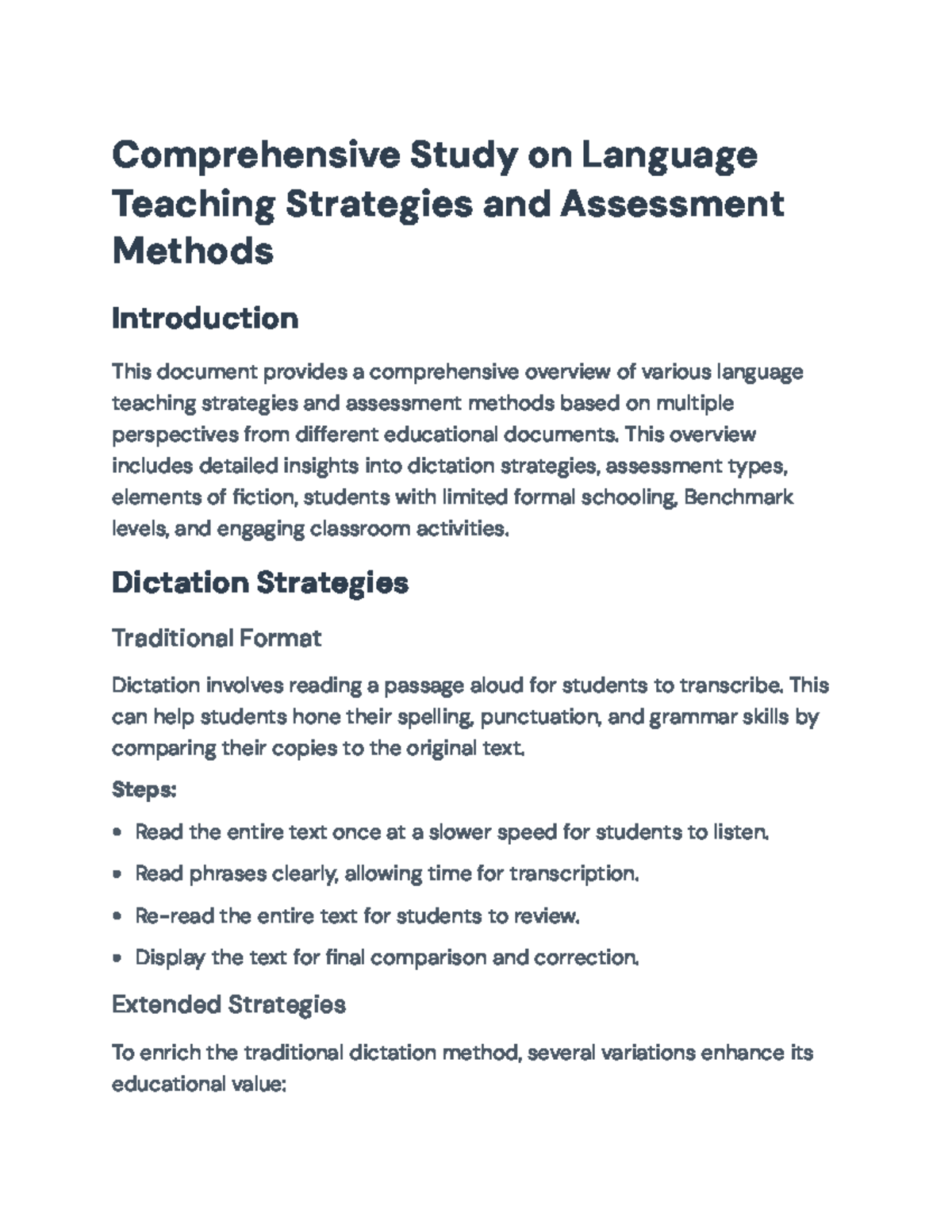 Comprehensive Language Teaching & Assessment Strategies Overview ...