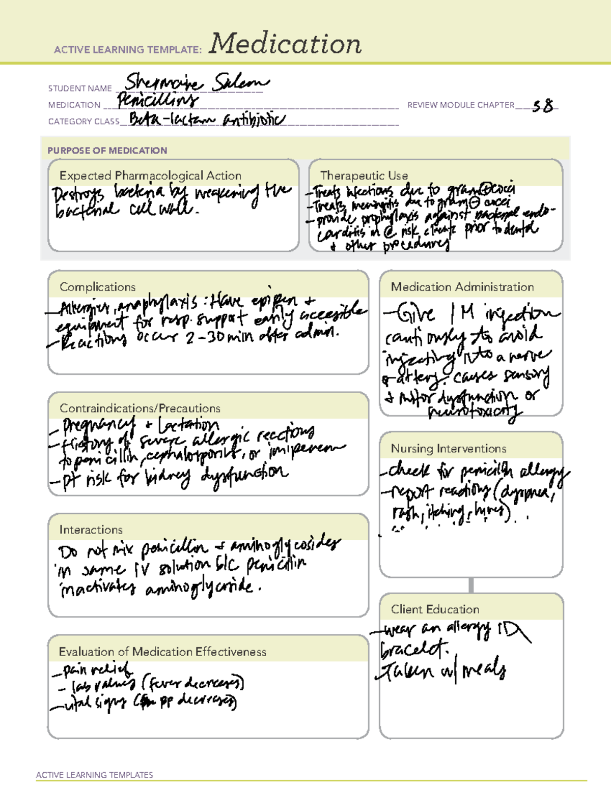 ACTIVE LEARNING TEMPLATE: Medication Review Module CH 38 - Antibiotics ...