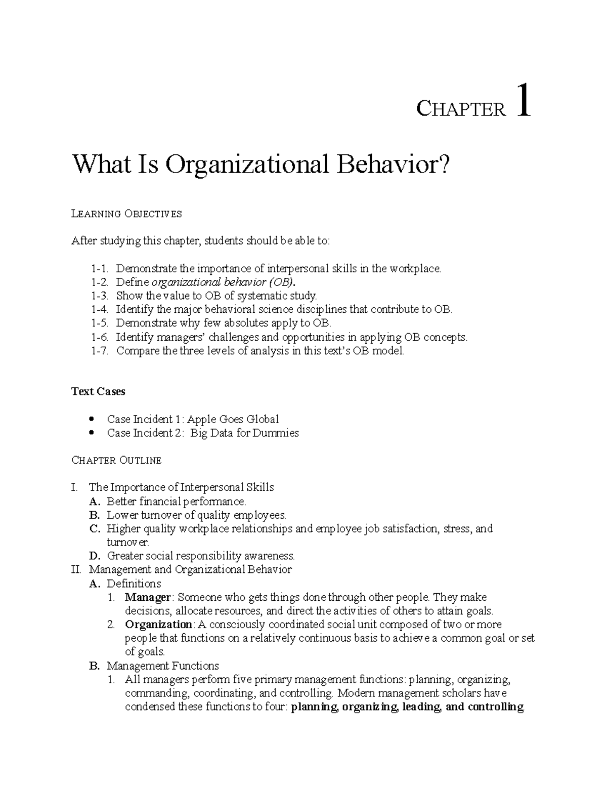 Chapter 1 - Introduction to Organizational Behavior Principles - Studocu