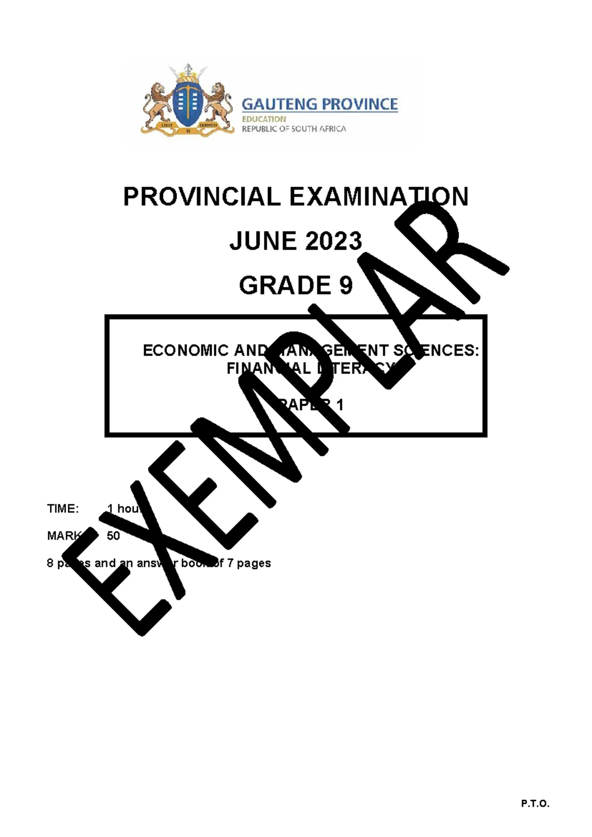 KZN EMS Grade 8 June 2023 P1 & Memo - Financial Literacy Test - Studocu