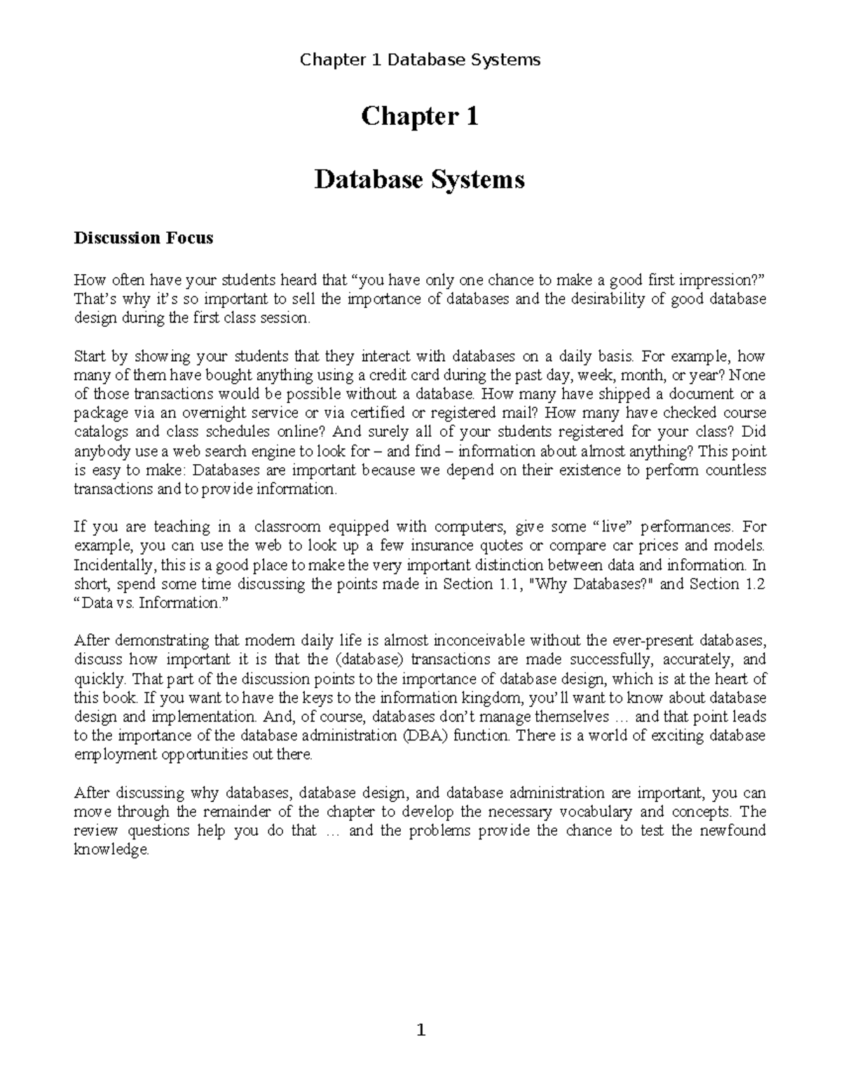 Chapter 1 solutions manual db systems ed12 - Chapter 1 Database Systems ...