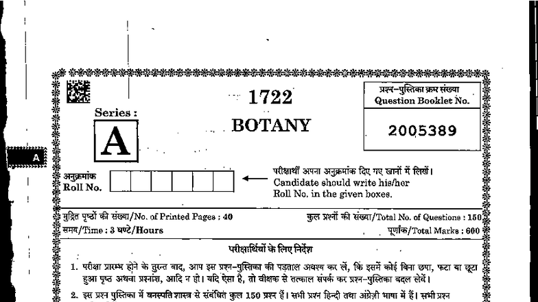 1722 Botany AP Exam 2022 Question Booklet - 150 Questions - Studocu