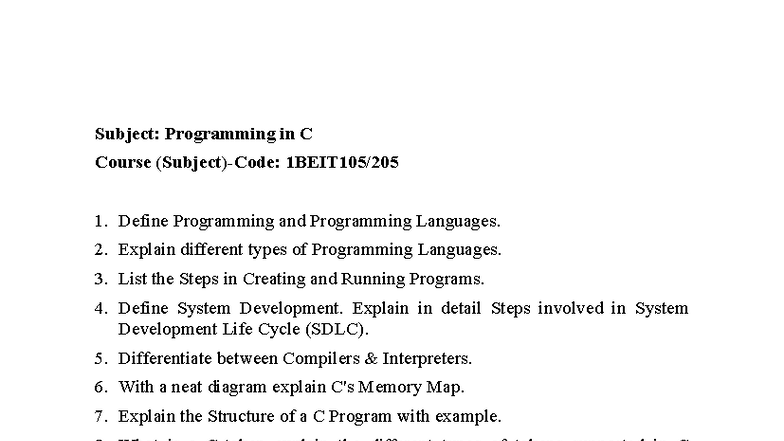 C Programming Assignment 1: Key Concepts and Definitions - Studocu