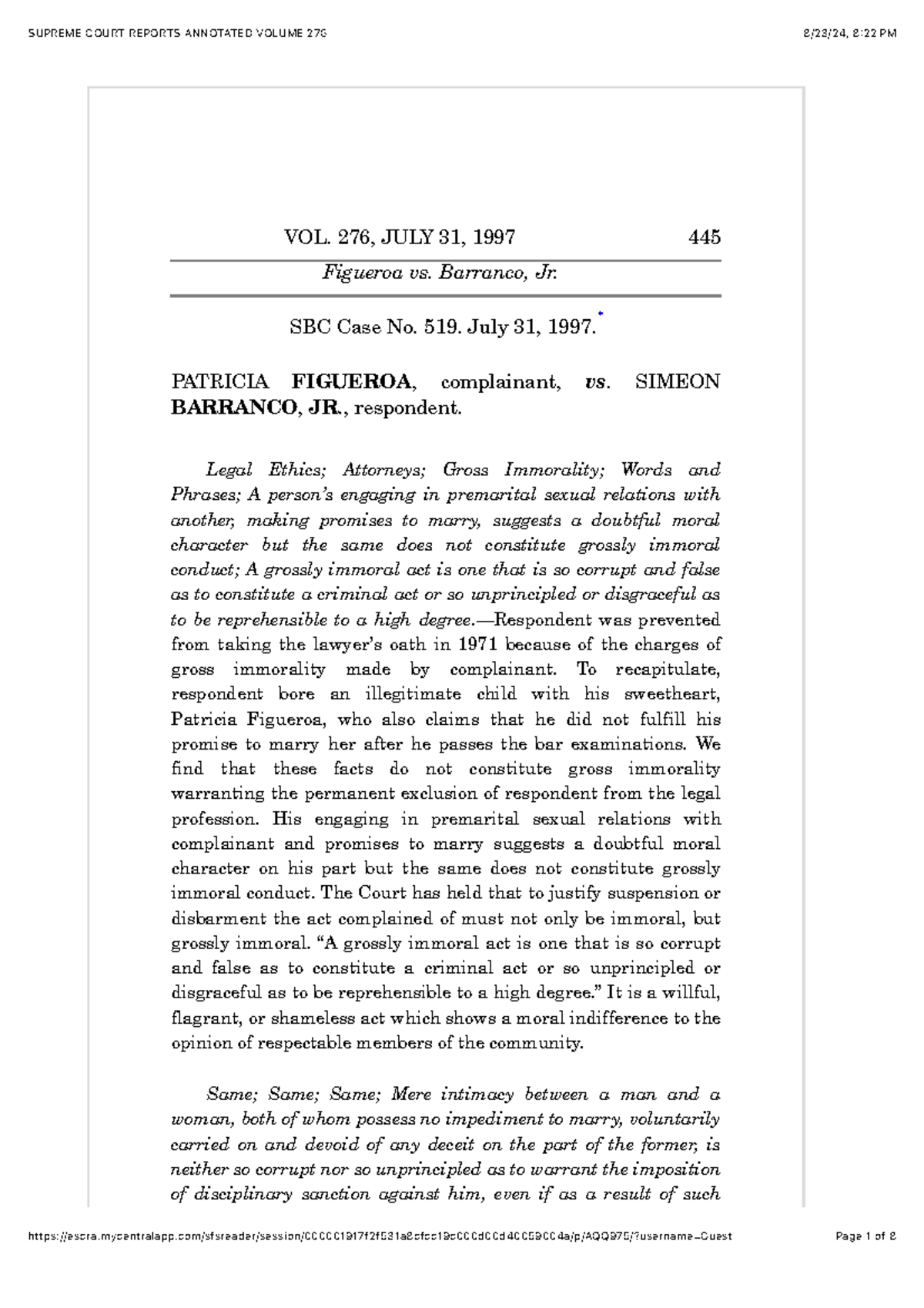 9. Figueroa v. Barranco annotated - VOL. 276, JULY 31, 1997 445 ...