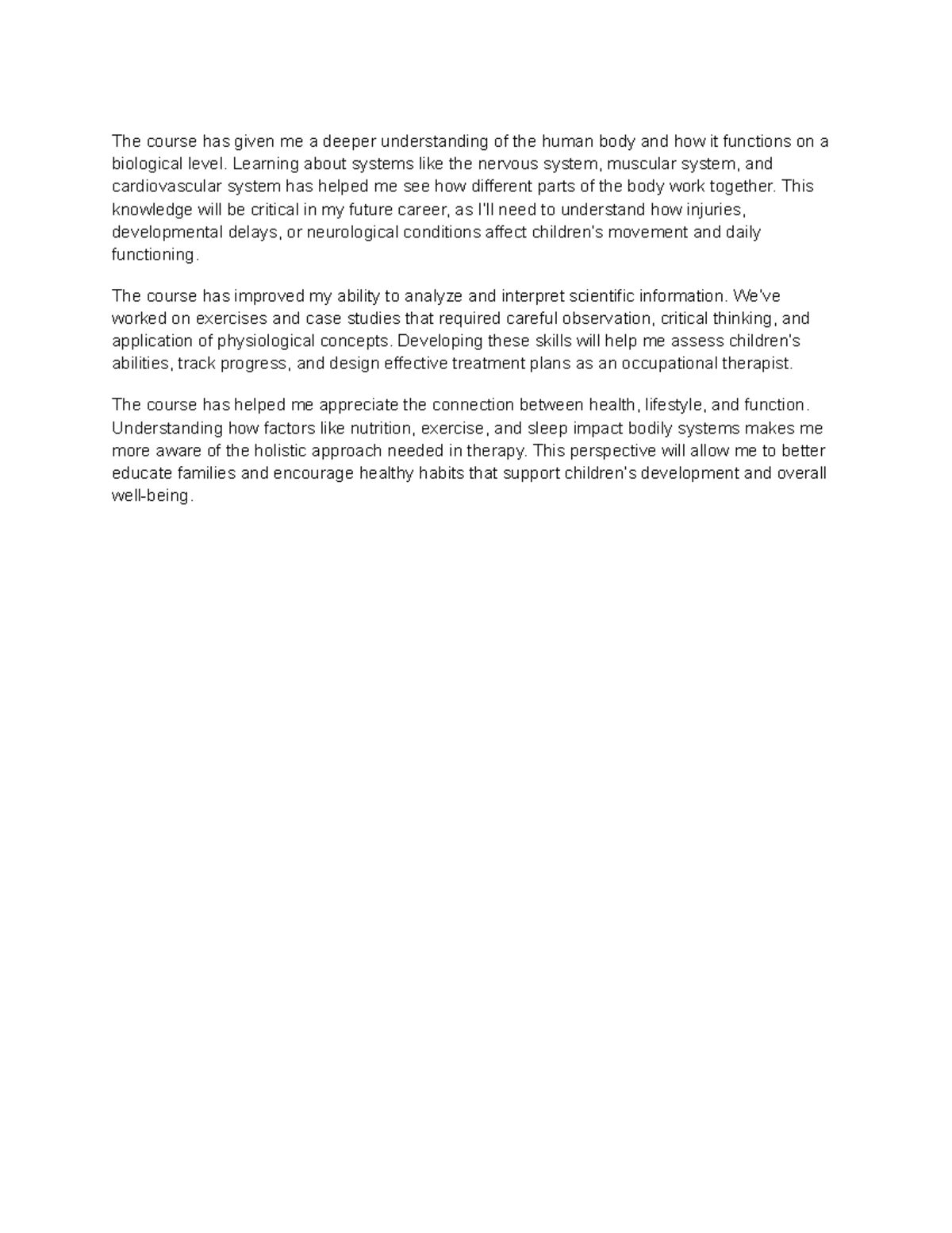 Final OYO - Understanding Human Body Systems for Therapy - Studocu