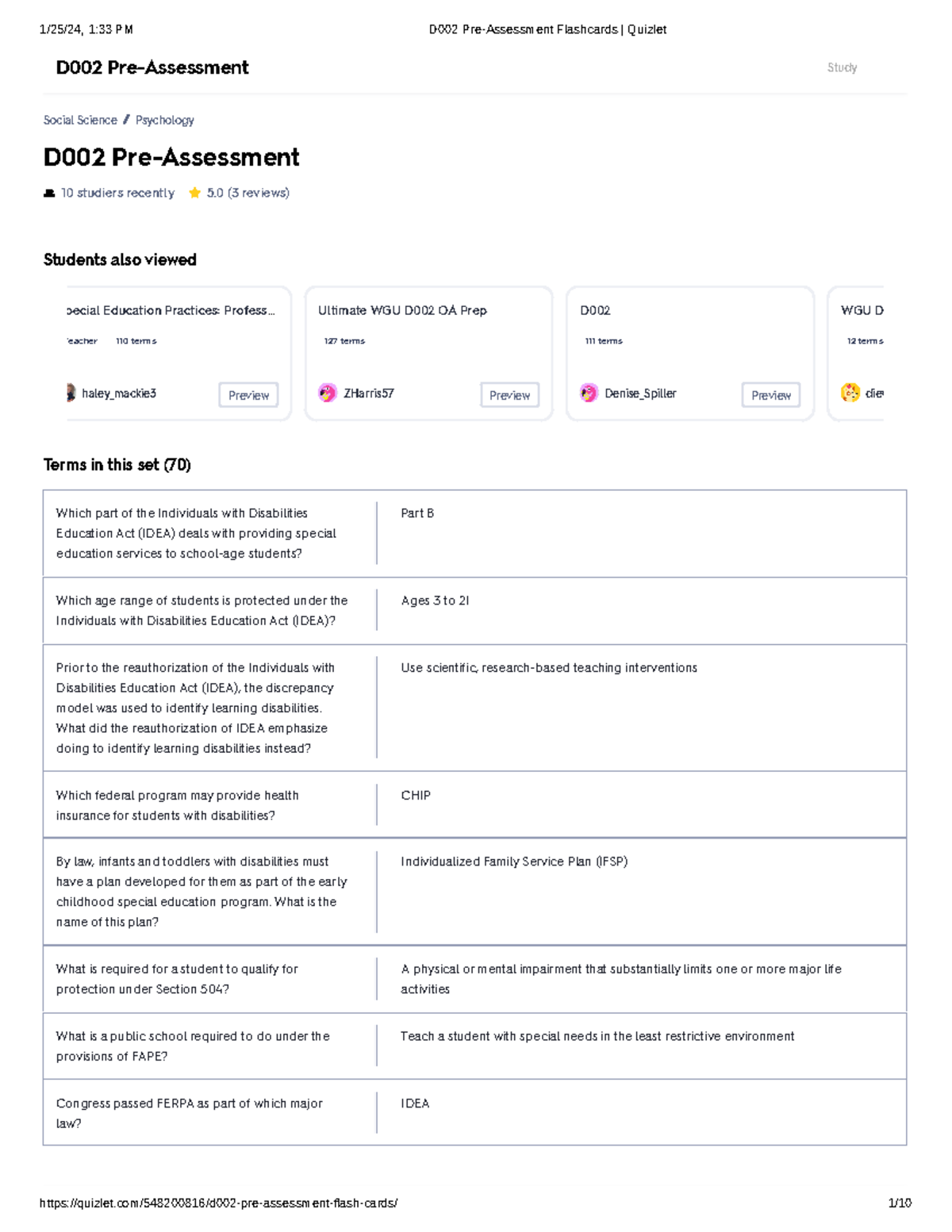 WGU D002 Pre-Assessment Flashcards Study Guide - Studocu