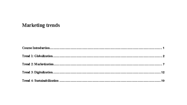 FEK312 Marketing Trends: Globalization, Marketization, Digitalization ...