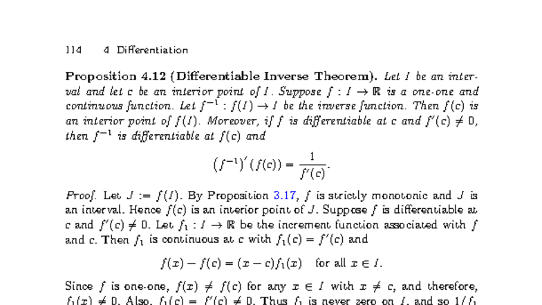 Differentiable Inverse Theorem - Complex Variables 124 Notes - Studocu