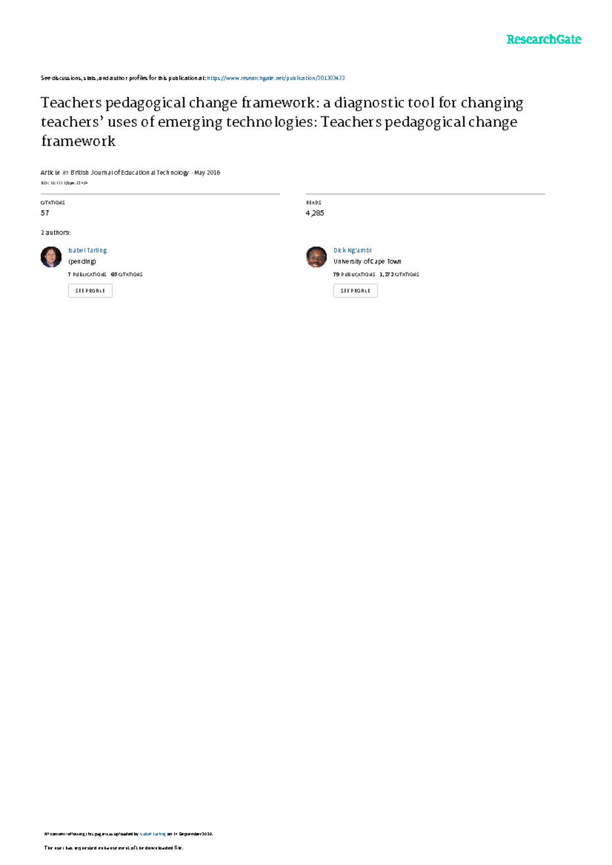 Teachers Pedagogical Change Framework (TCF) for Integrating Emerging ...