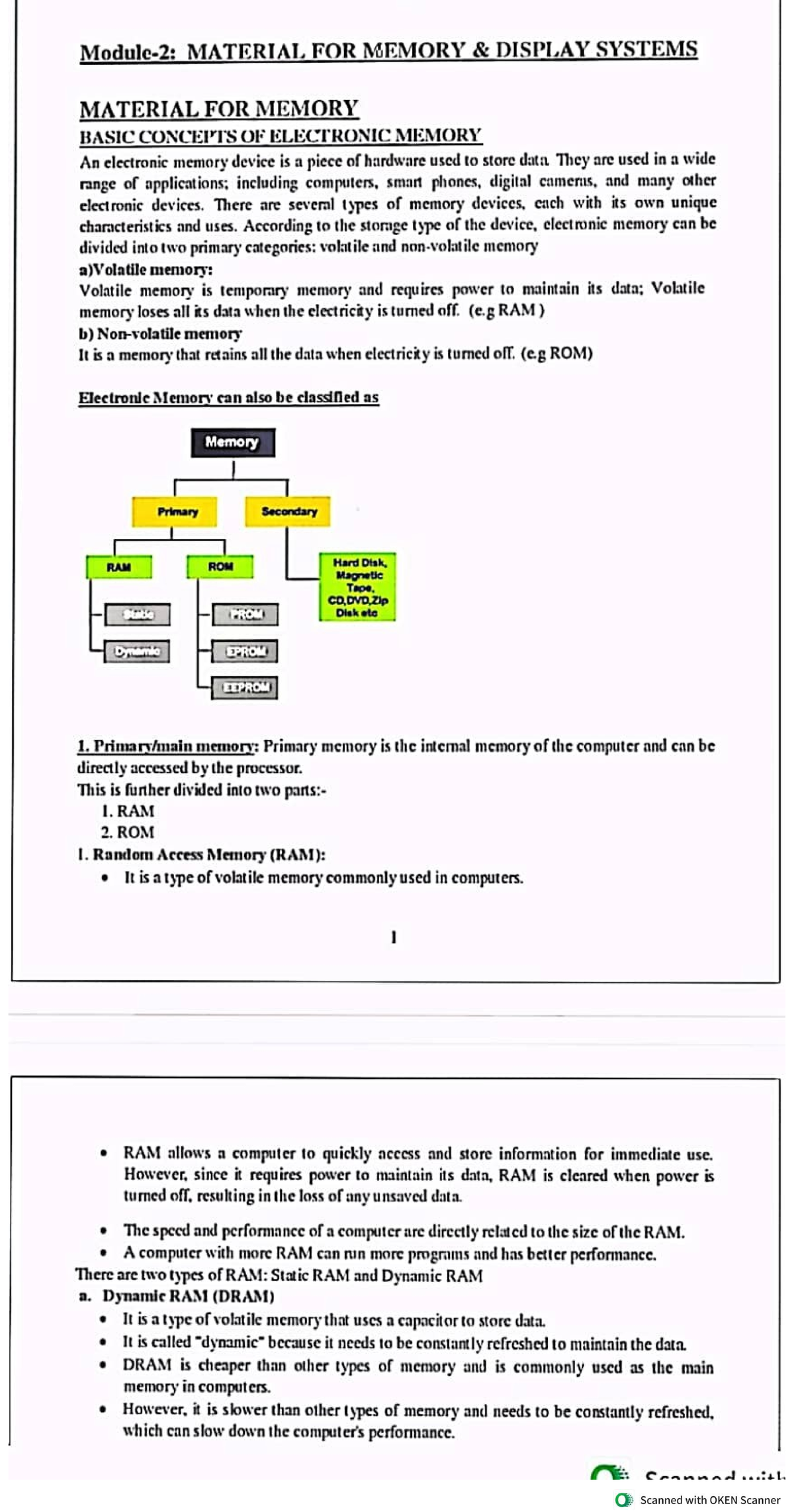 Memory Devices 2: Key Concepts and Types of Electronic Memory - Studocu