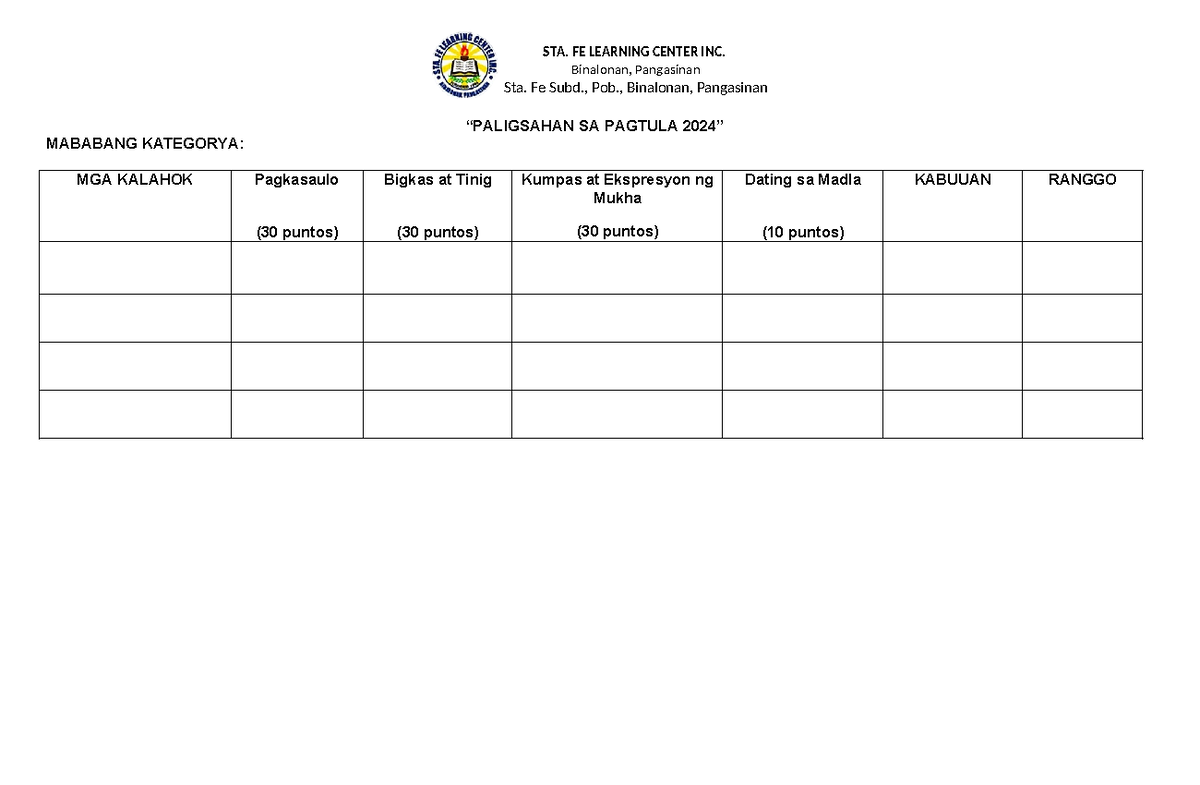 Criteria for the Tula Contest 2024: Judging and Ranking Guide - Studocu