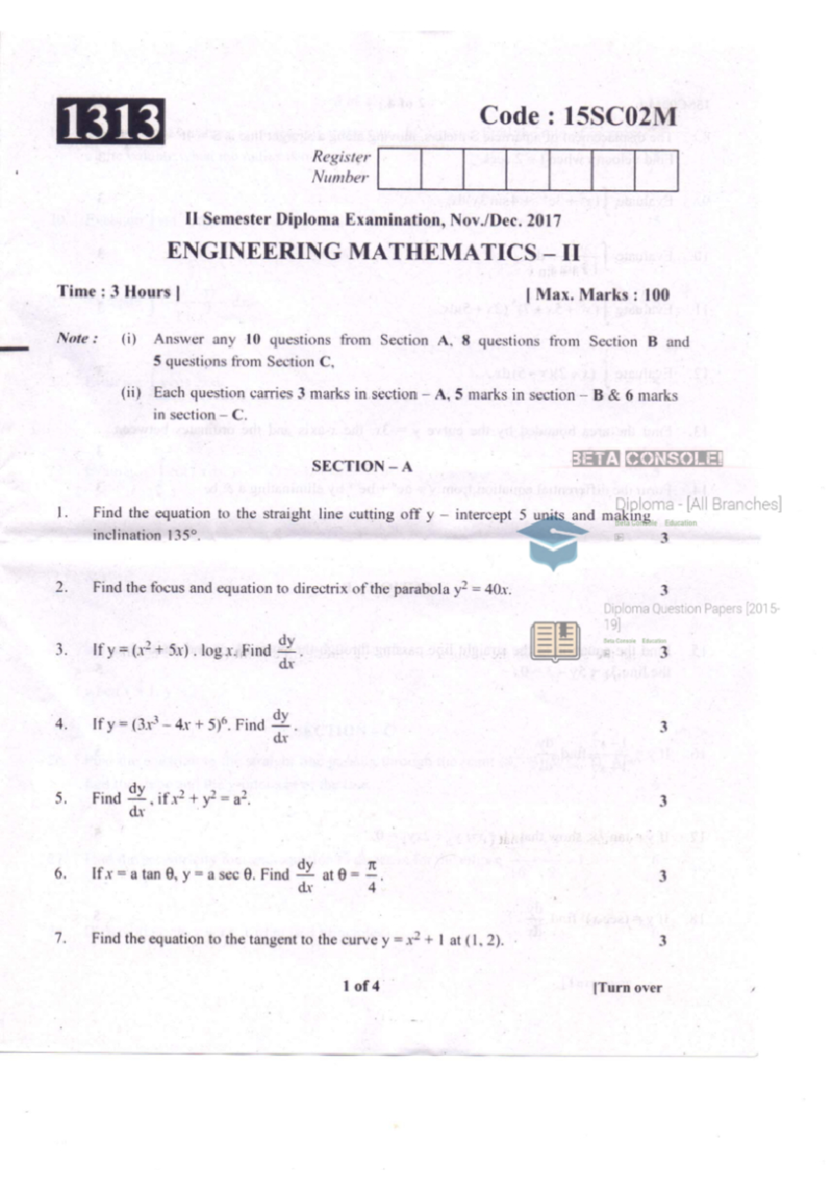 M2nov2017 - adad - 1313 Code : 15SC02M Register Number II Semester ...