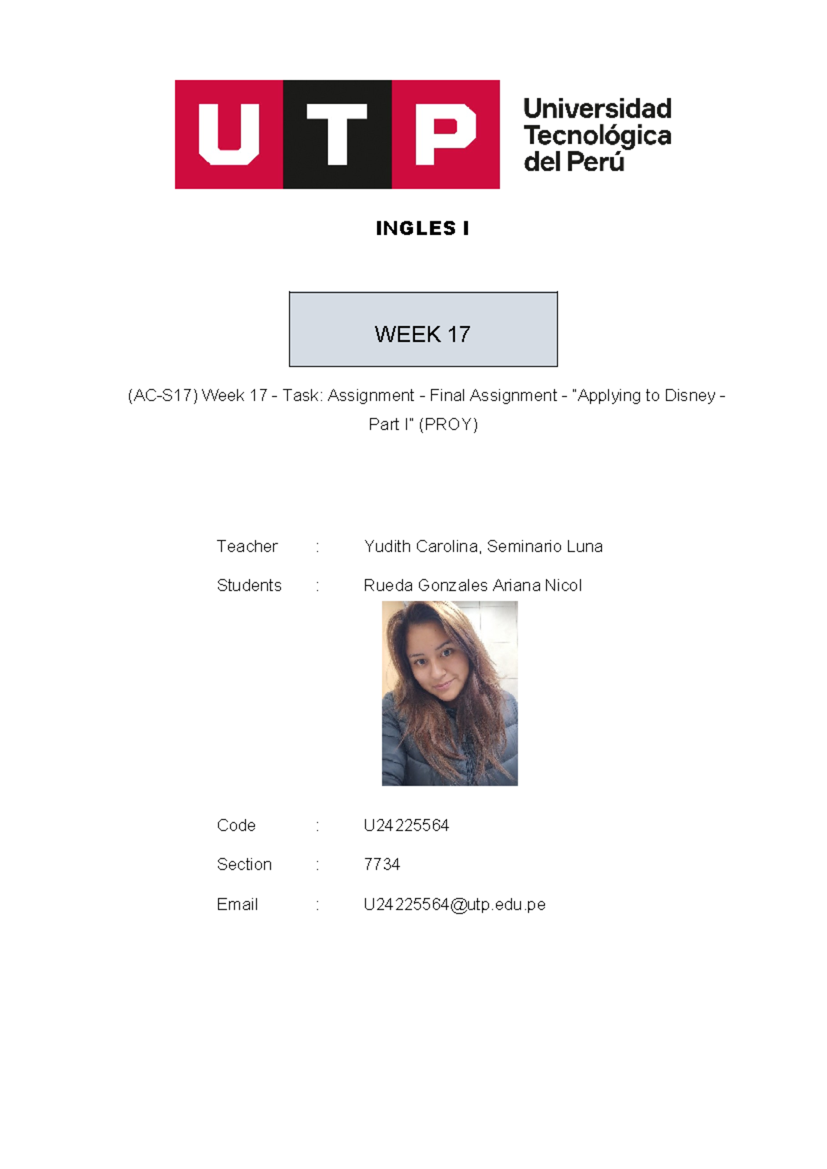 Final parte 1 inglesF - INGLES I WEEK 17 (AC-S17) Week 17 - Task: Assignment - Final Assignment ...