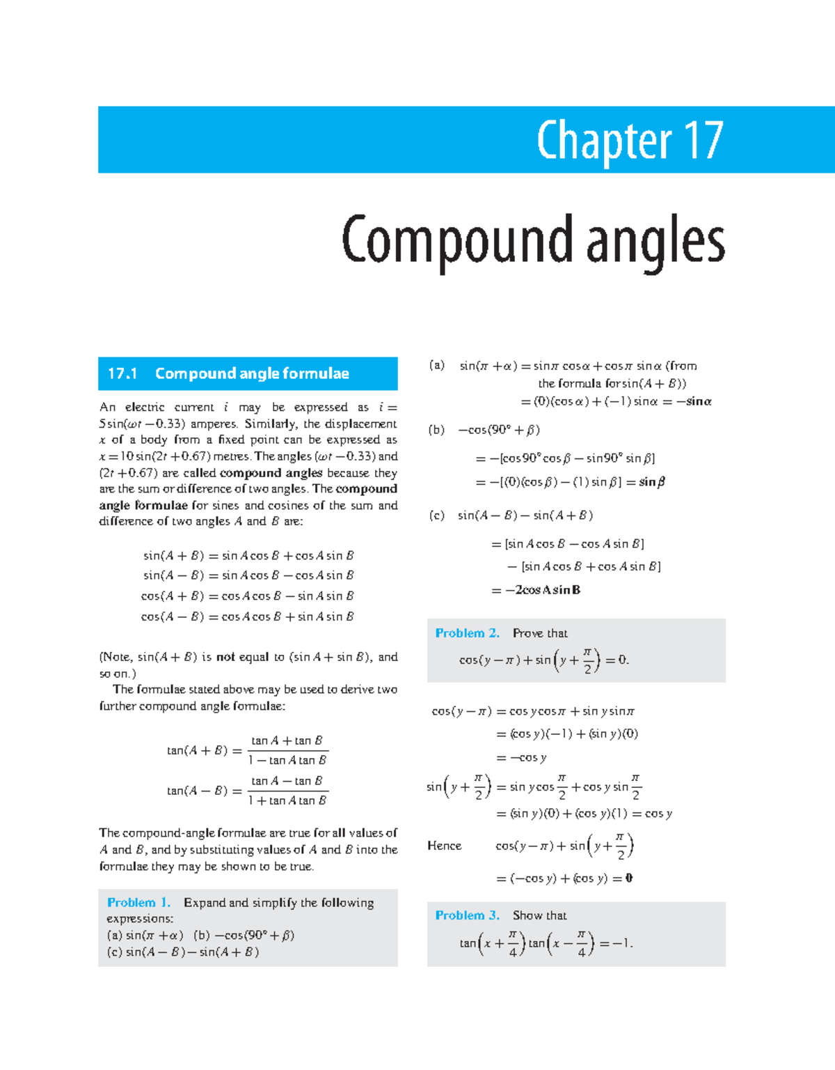 Mathematics 101: Compound Angles Chapter Notes and Problems - Studocu