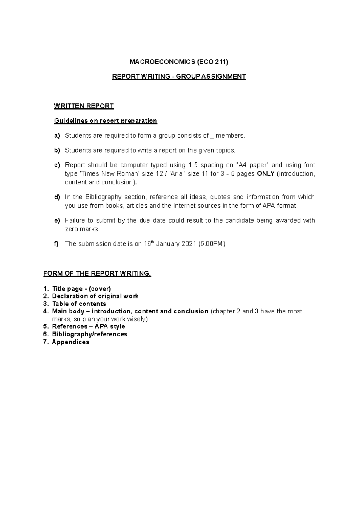 ECO 211 Macroeconomics Group Report Writing Guidelines - Studocu