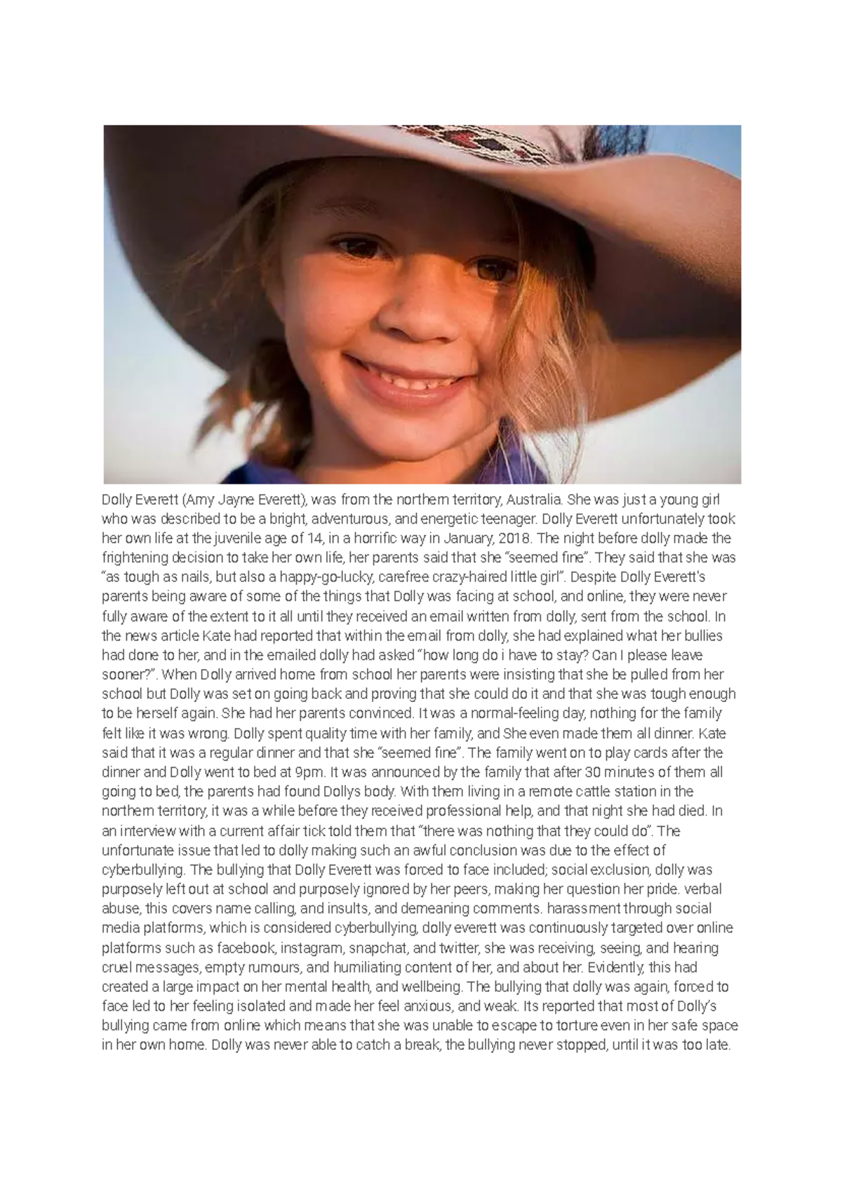 Dolly's Law: Legal Assessment on Cyberbullying Impact and Reforms - Studocu