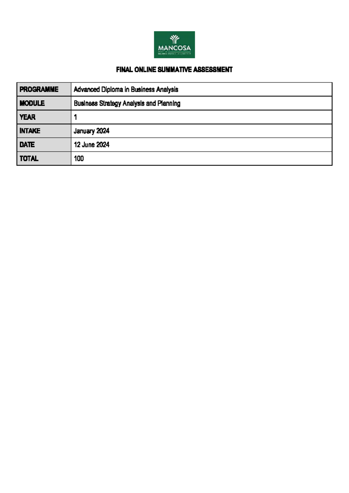 BSAP Final Exam - Practical Application of Business Strategy Analysis ...