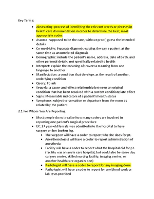 Medical Coding: Chapter 4 Introduction to ICD-10-CM - Key Terms: o Acute: severe; serious o ...