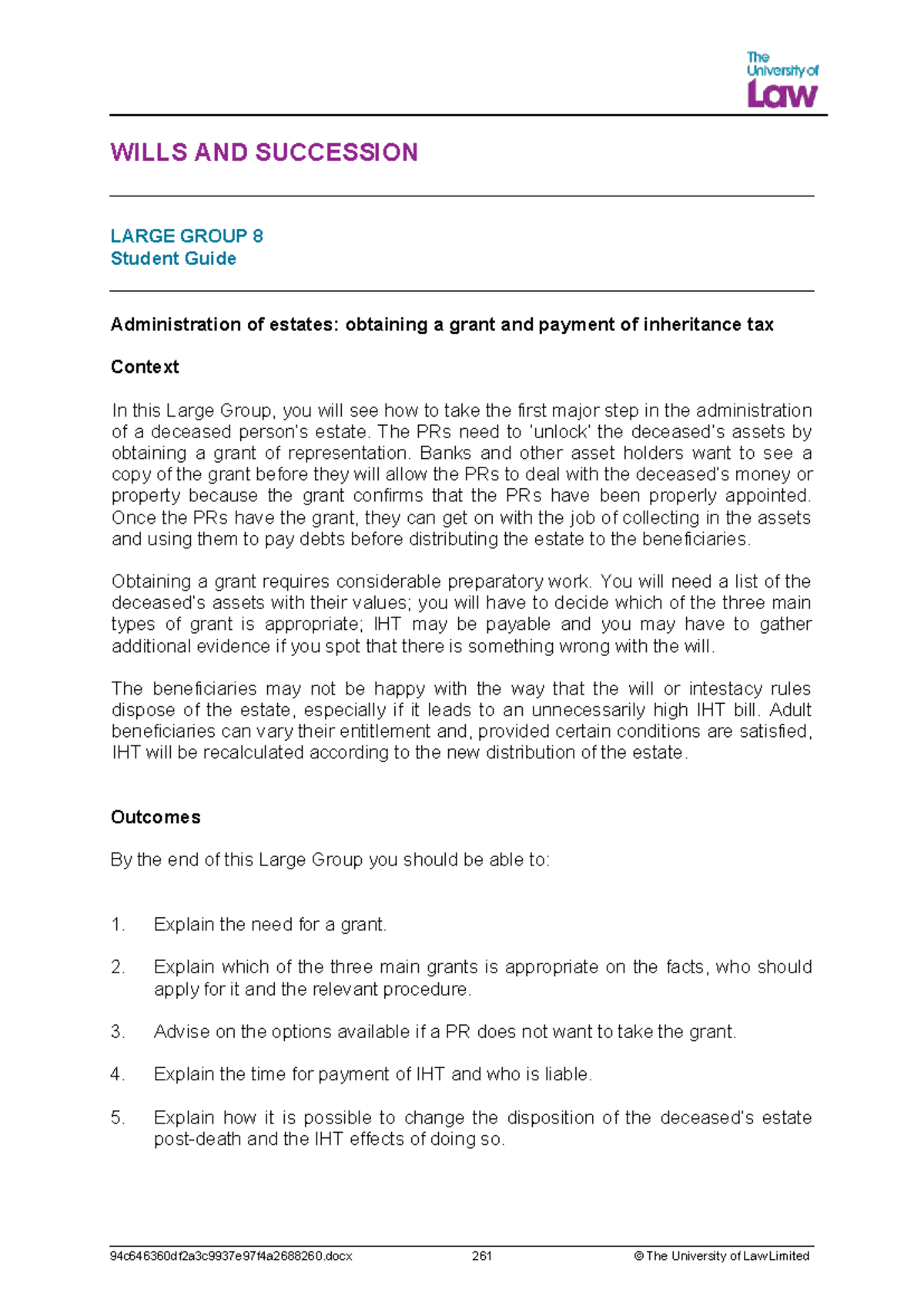 WILLS AND SUCCESSION LARGE GROUP 8: Administering Estates and IHT - Studocu