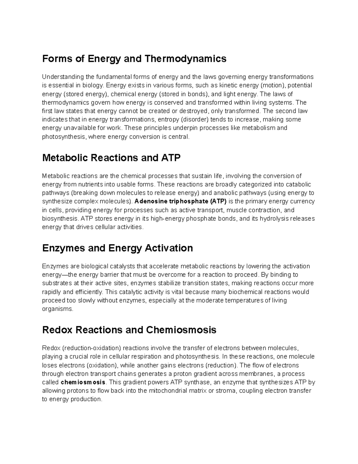 Photosynthesis Mechanisms and Energy Transformation (BIO 101) - Studocu