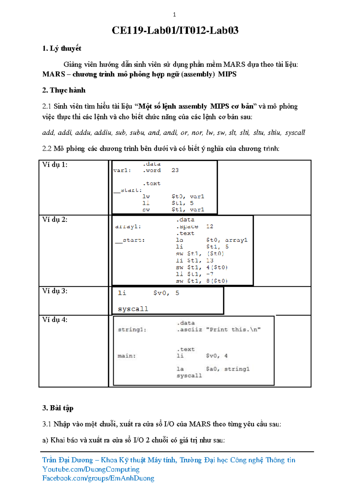 IT012-Lab03 - Bai lab thuc hanh - 1 Trần Đại Dương – Khoa Kỹ thuật Máy tính, Trường Đại học Công ...