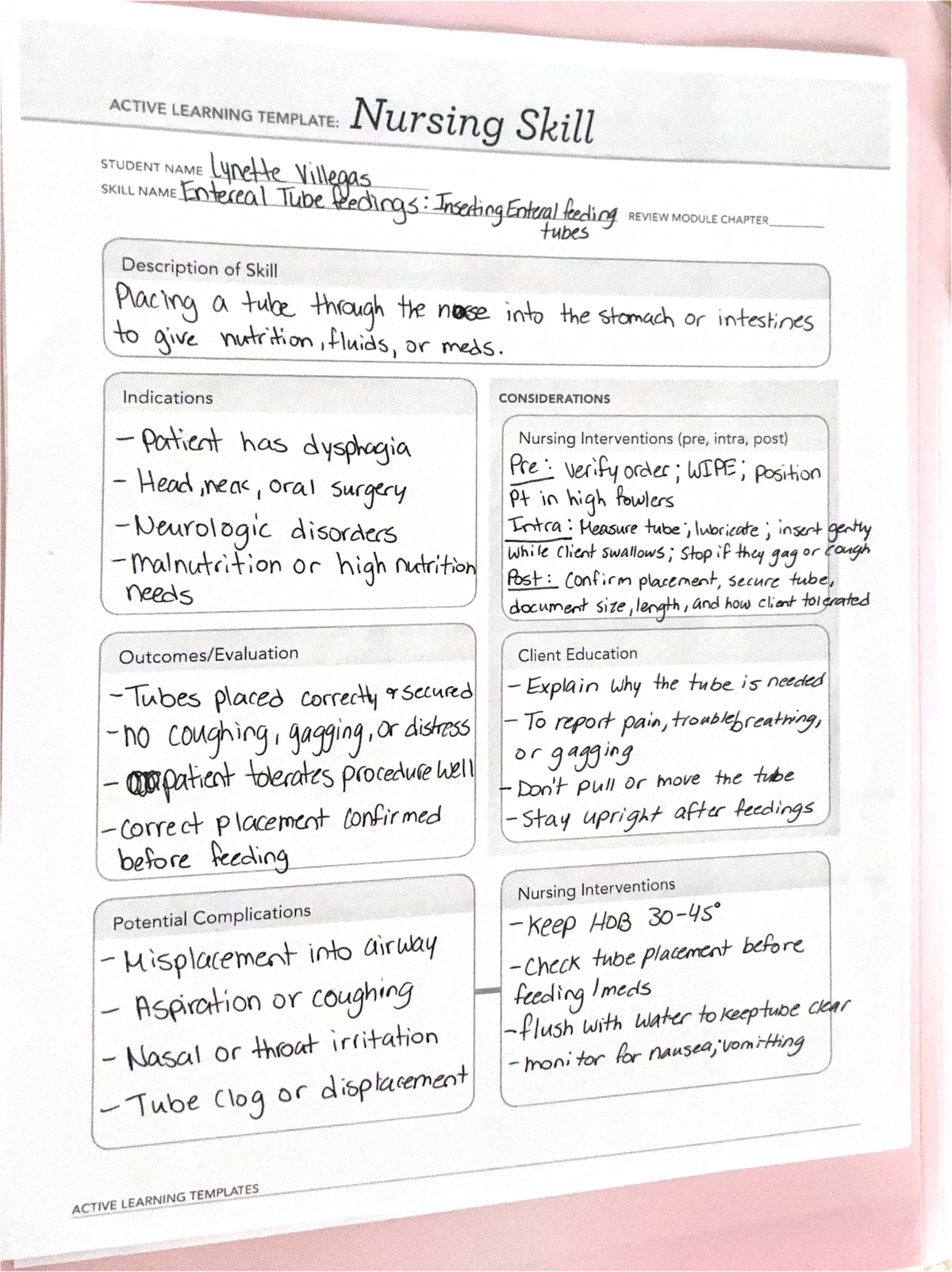 ACTIVE LEARNING TEMPLATE: Nursing Skill - Enteral Tube Feedings - Studocu