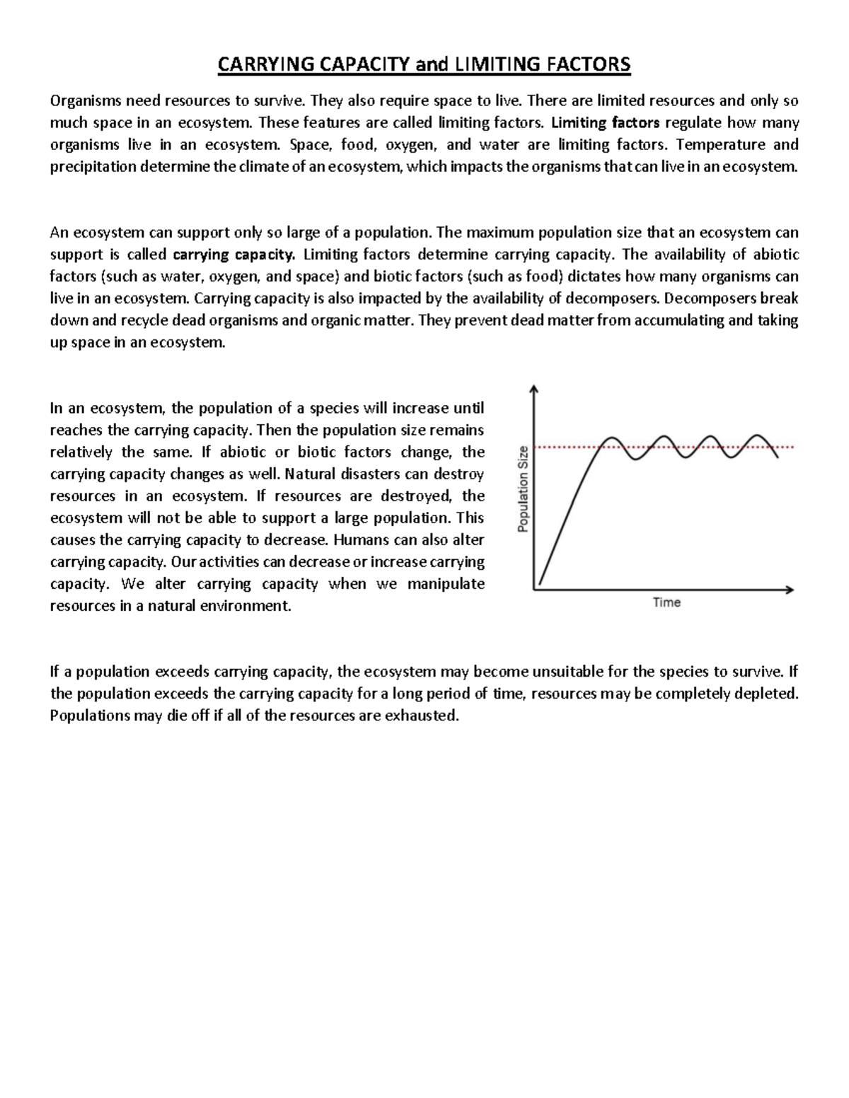 CARRYING CAPACITY & LIMITING FACTORS Assignment (Chapter Notes) - Studocu