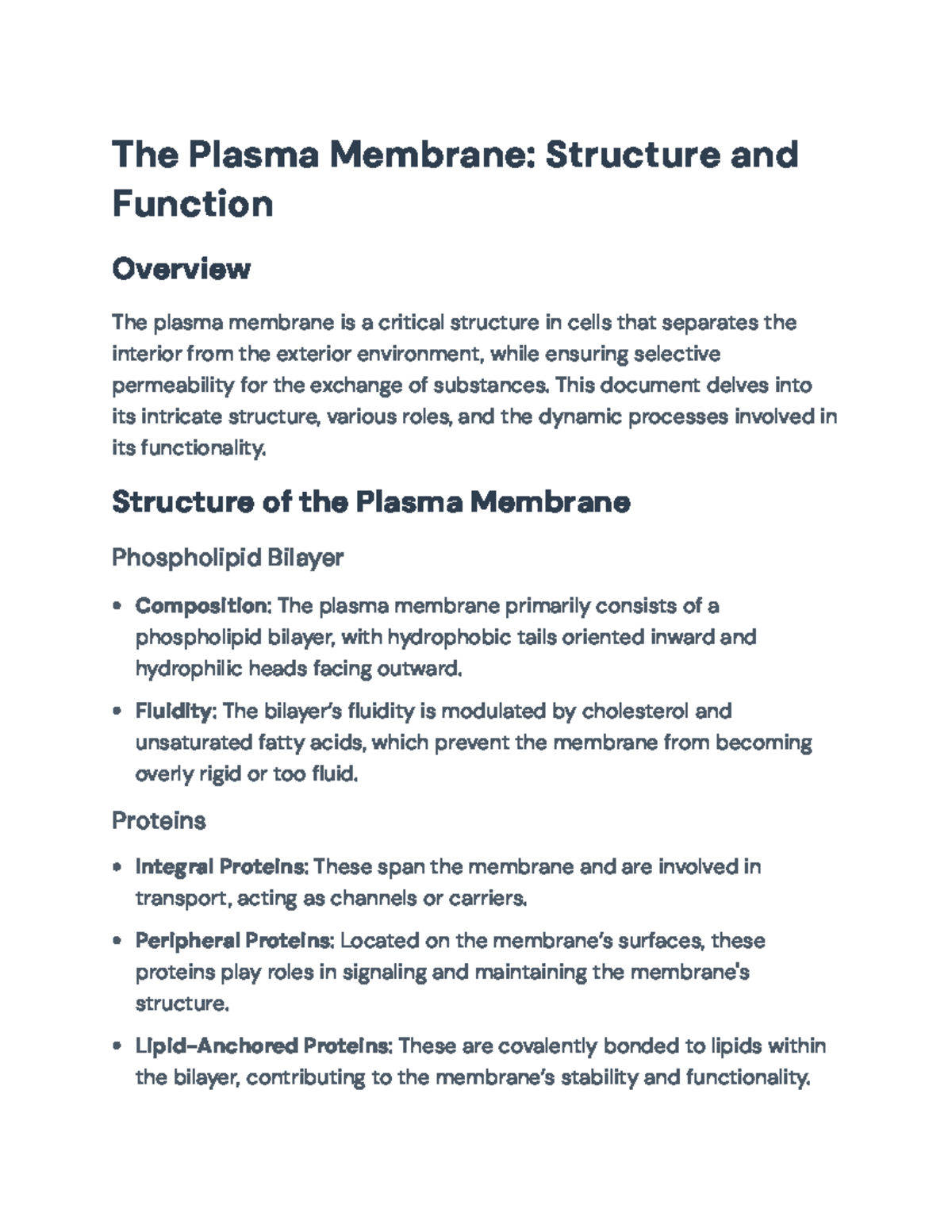 Plasma Membrane: Structure, Function, and Cellular Interactions - The ...