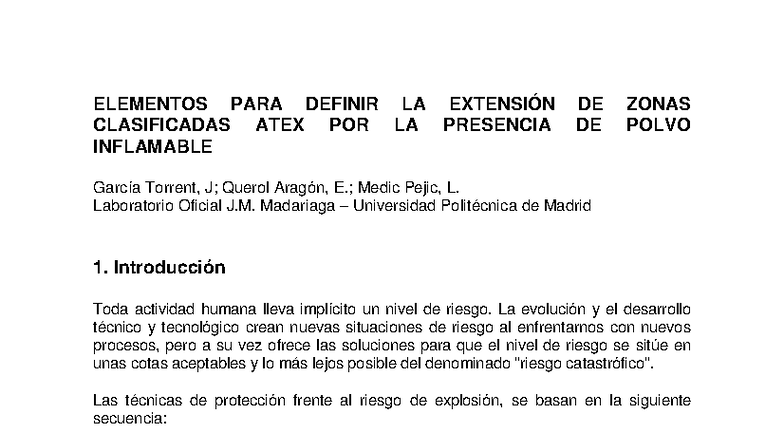 Dimensión de Zonas ATEX para Polvo - INVE MEM 2008 52932 - Studocu
