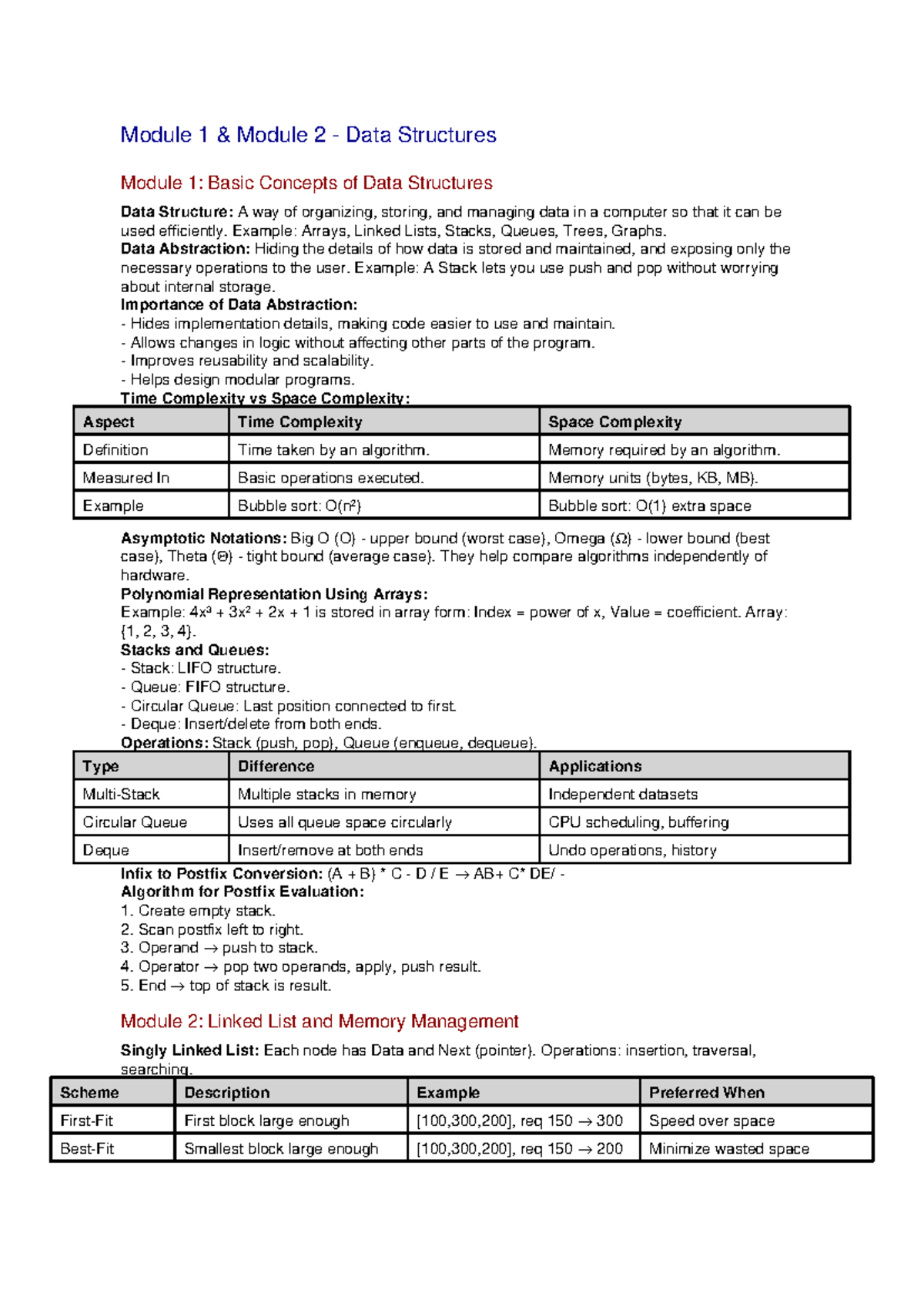 Data Structures (CS101): Concepts, Complexity, and Linked Lists - Studocu