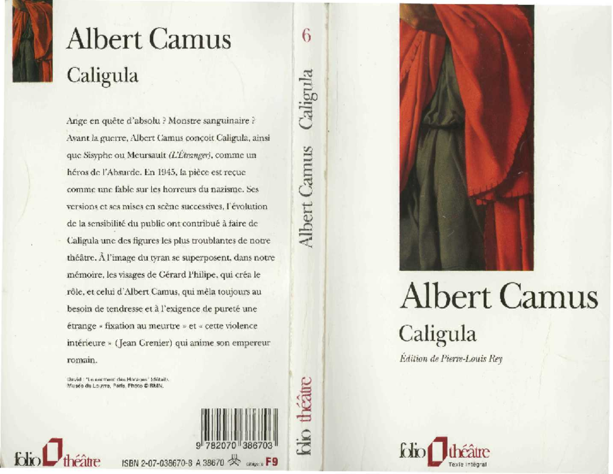 Préface de Caligula par Albert Camus - Analyse et Réflexions - Studocu
