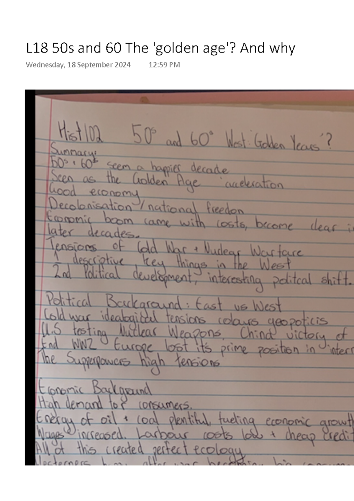 L18 50s and 60s: The 'Golden Age' Transformations Explored - Studocu