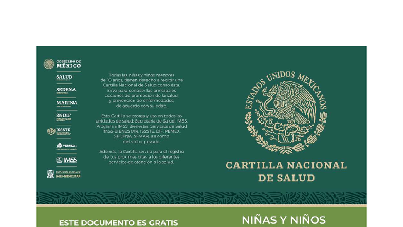 Cartilla Nacional de Salud para Niños Menores de 10 Años - Studocu