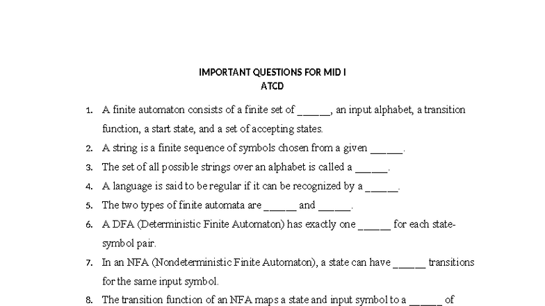 ATCD 1: Important Questions for Midterm Exam - Studocu