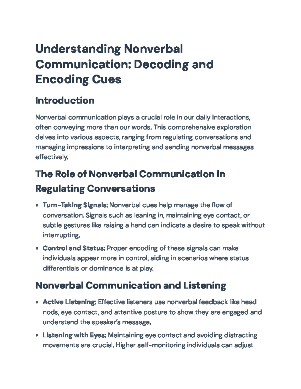 Understanding Nonverbal Communication: Key Concepts and Guidelines ...