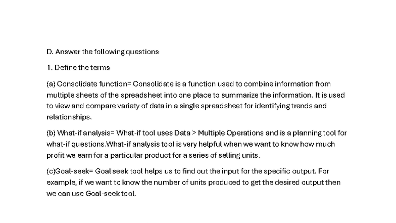 Electronics Spreadsheet (Part 1): Data Analysis Tools Explained - Studocu