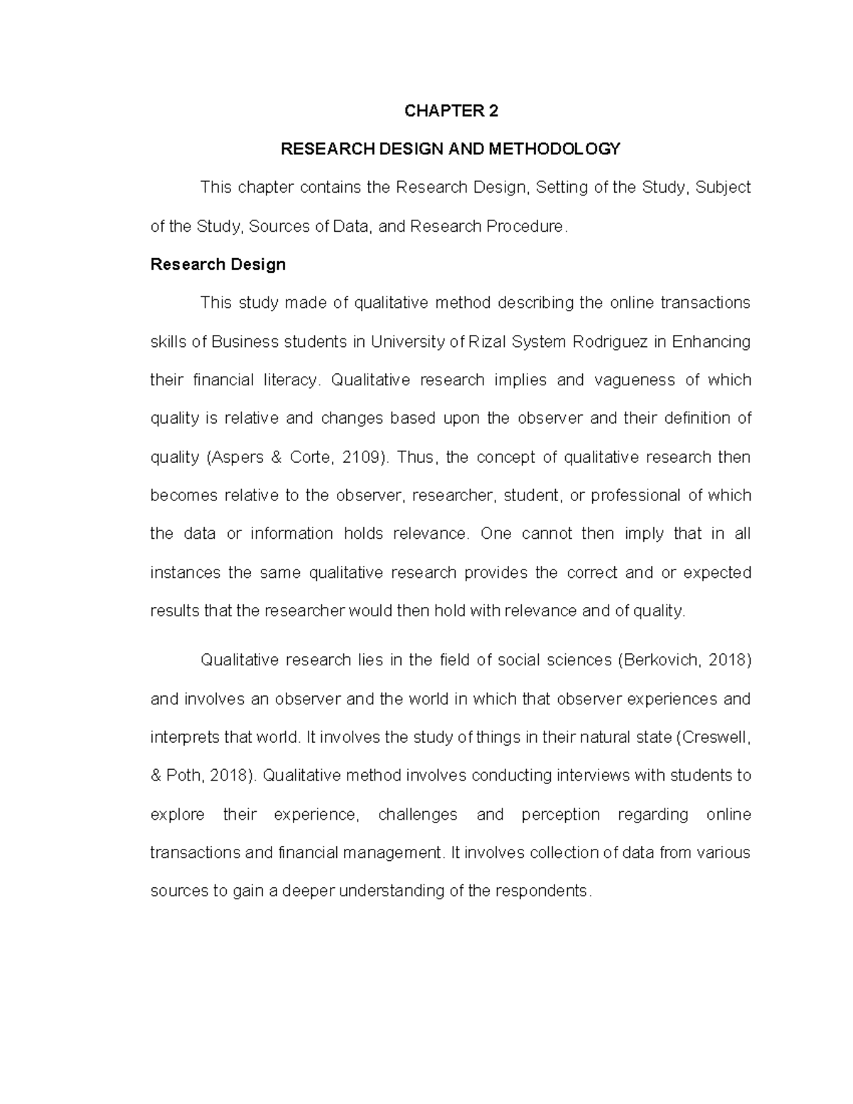 Research Design & Methodology: Qualitative Study - URS 2109 - Studocu