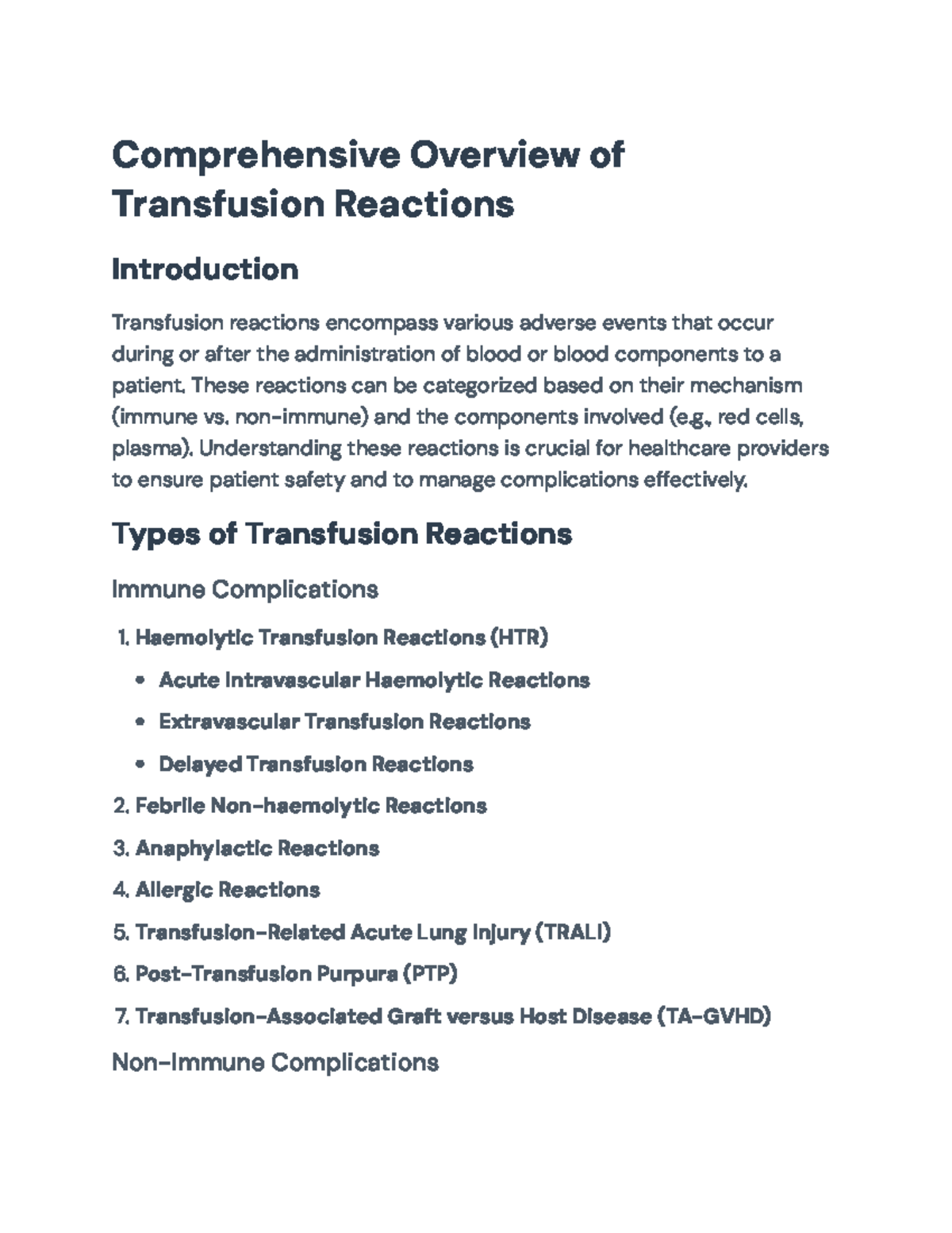 Transfusion Reactions: Mechanisms, Types, and Management Strategies ...