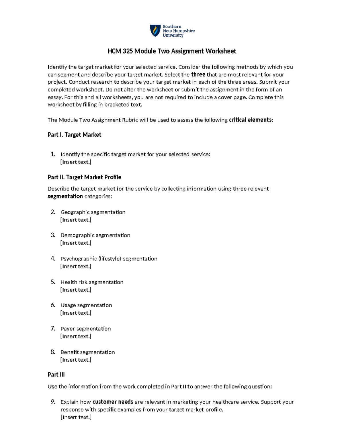 HCM 325 Module Two Assignment Worksheet - HCM 325 Module Two Assignment ...