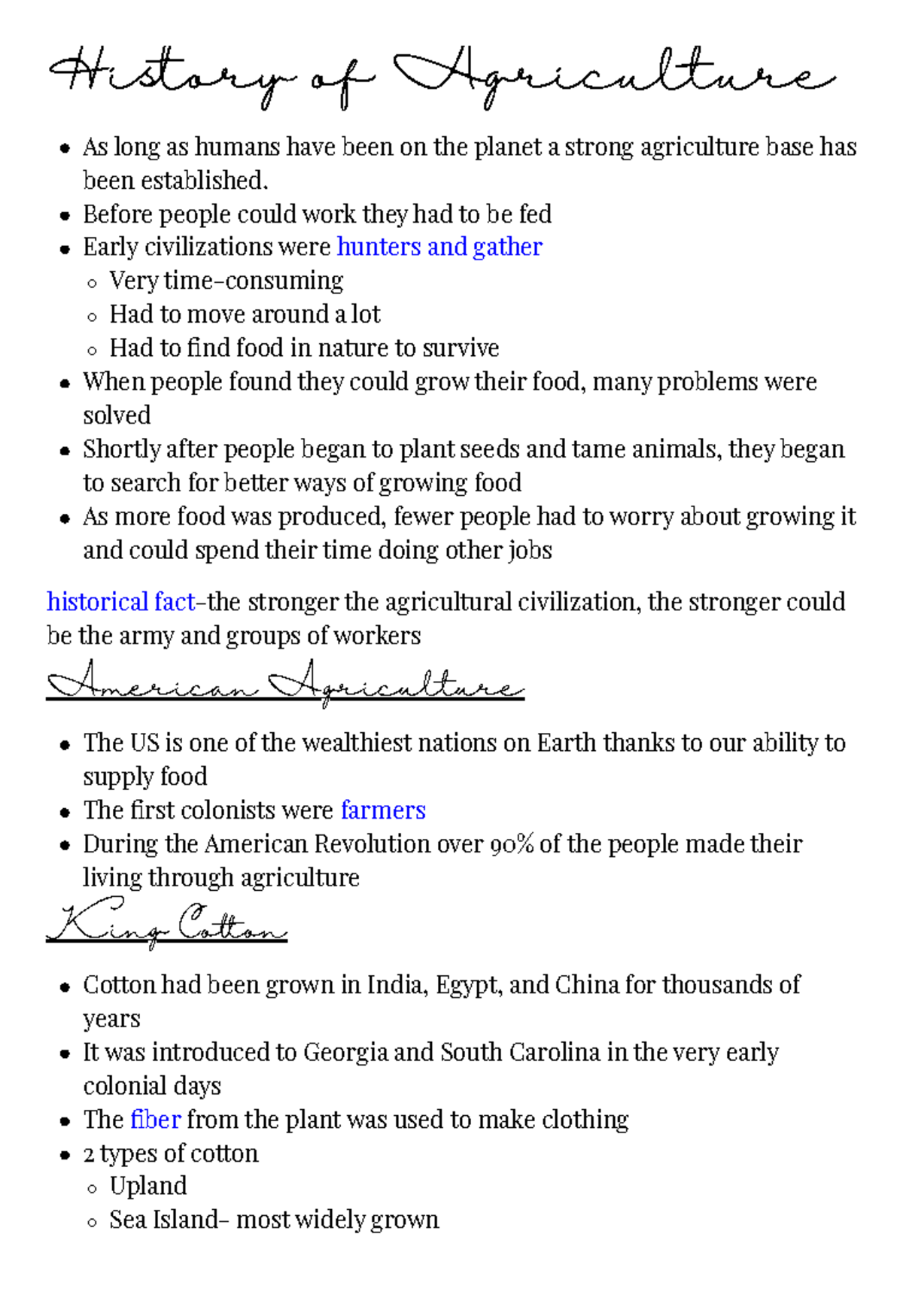 HIST 201: Overview of the History of Agriculture in America - Studocu