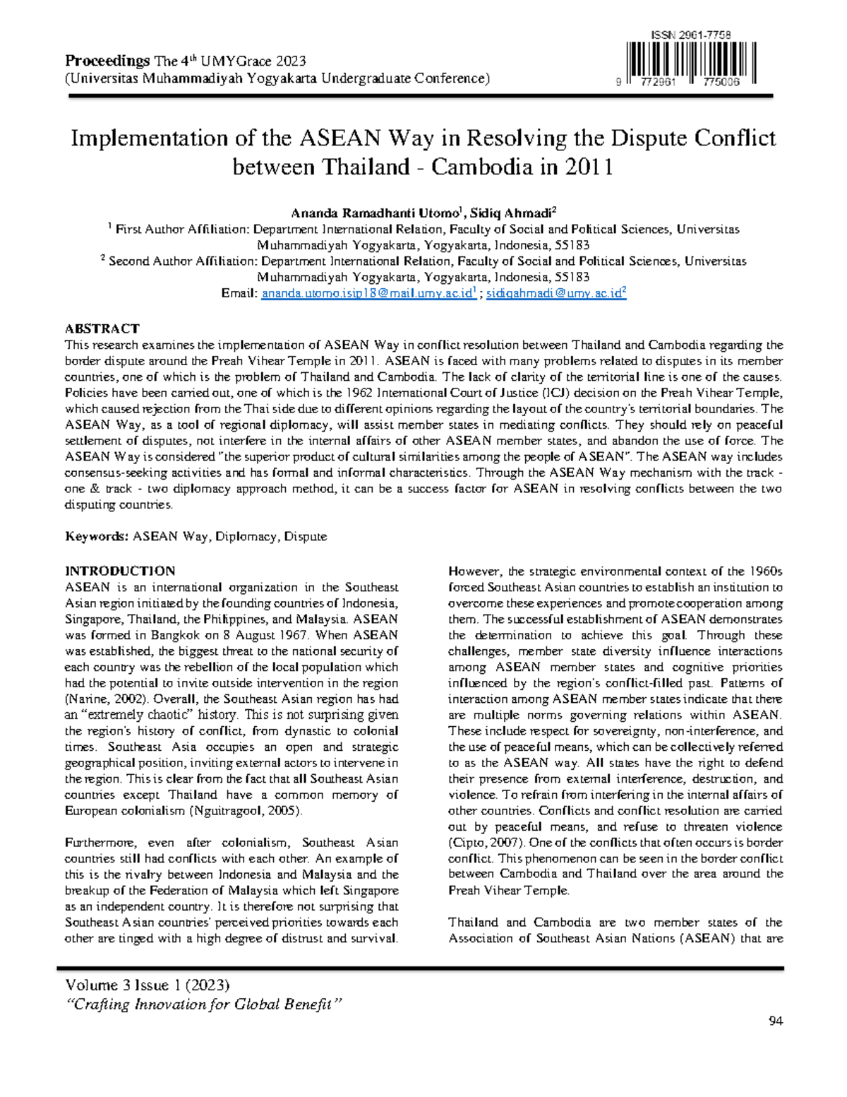 ASEAN Way in Conflict Resolution: Thailand-Cambodia Dispute (UMYGrace ...