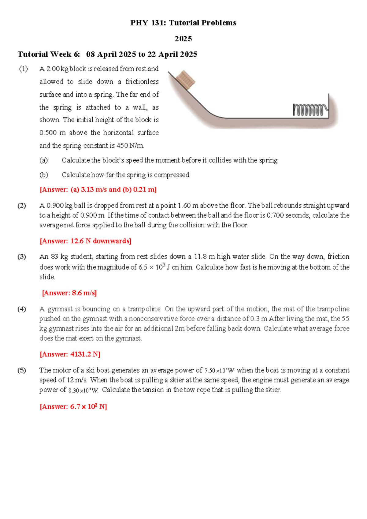 PHY 131: TUT 6 - Tutorial Problems and Solutions (08 Apr - 22 Apr 2025 ...