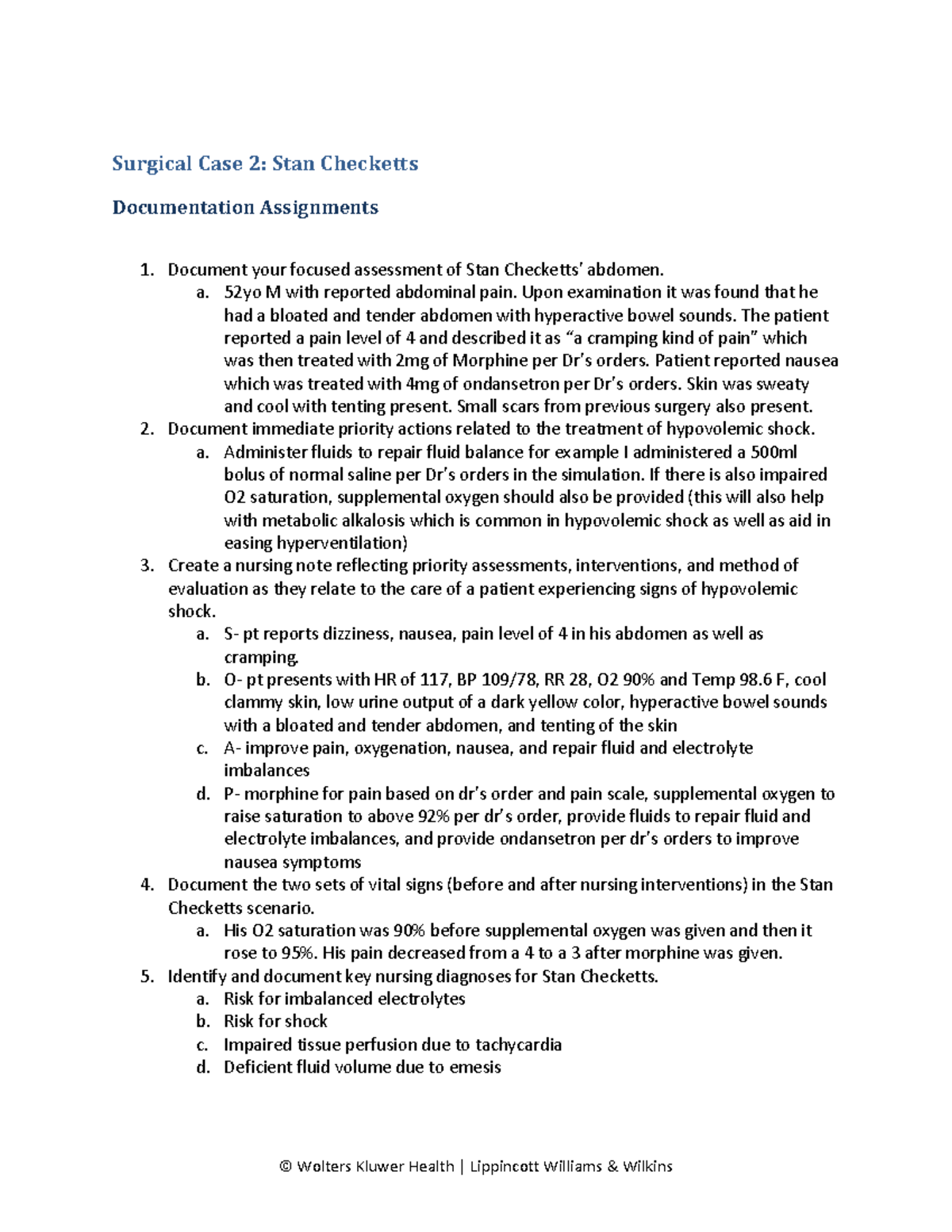 Surgical Case 2: Stan Checketts Focused Assessment & Interventions ...