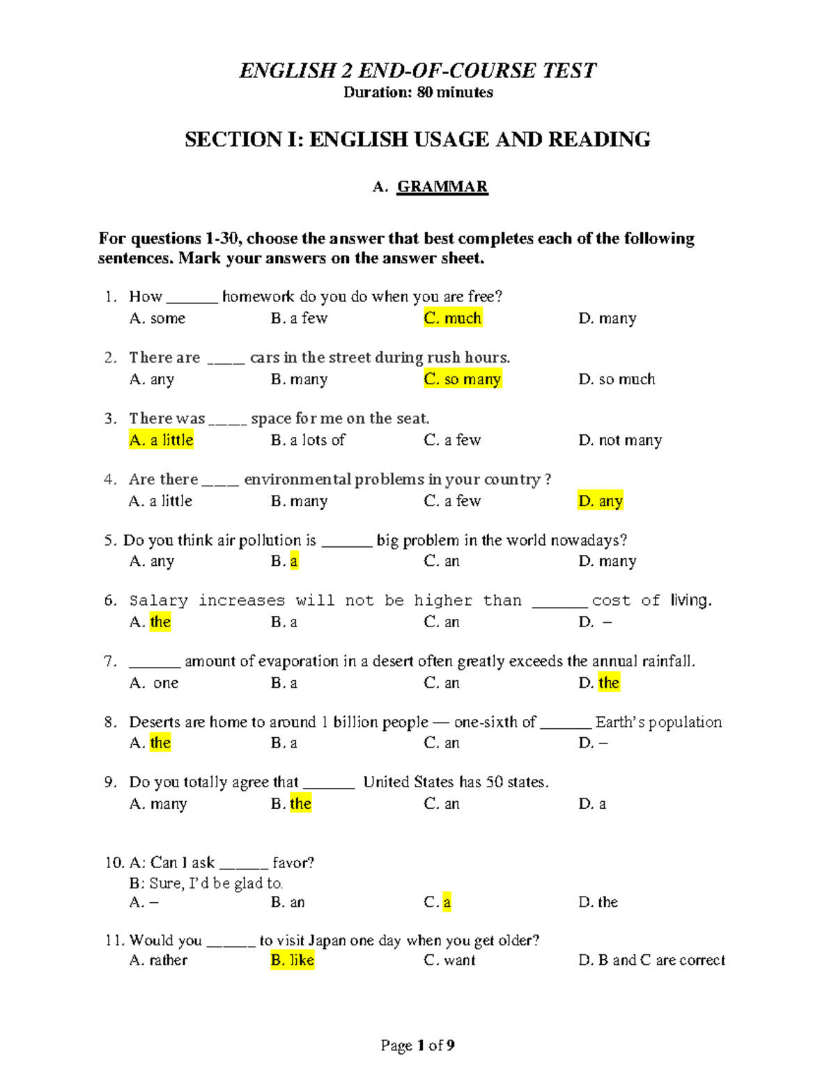 AV2 English 2 End-of-Course Full Key Practice Test - Studocu