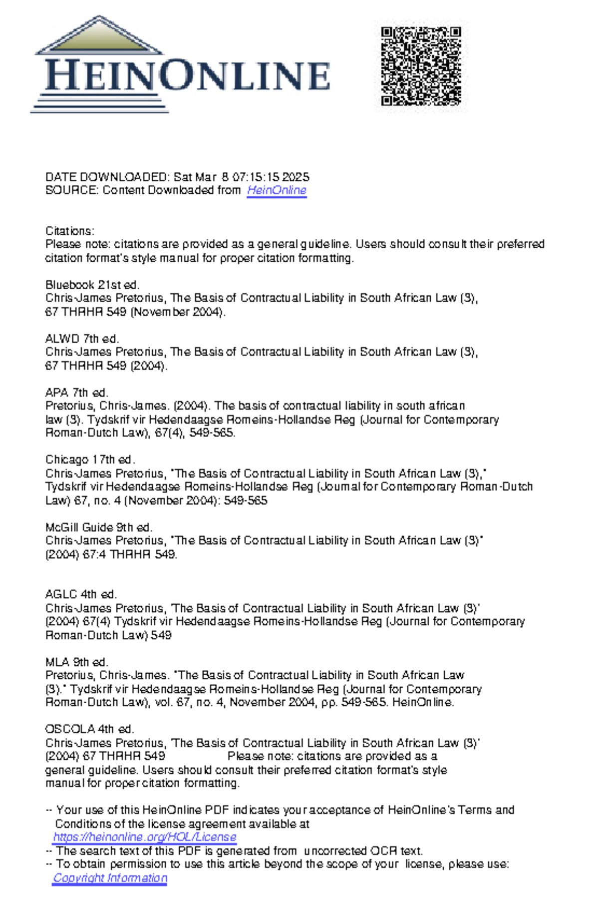 Contractual Liability in SA Law: Iustus Error Approach Explained (3 ...