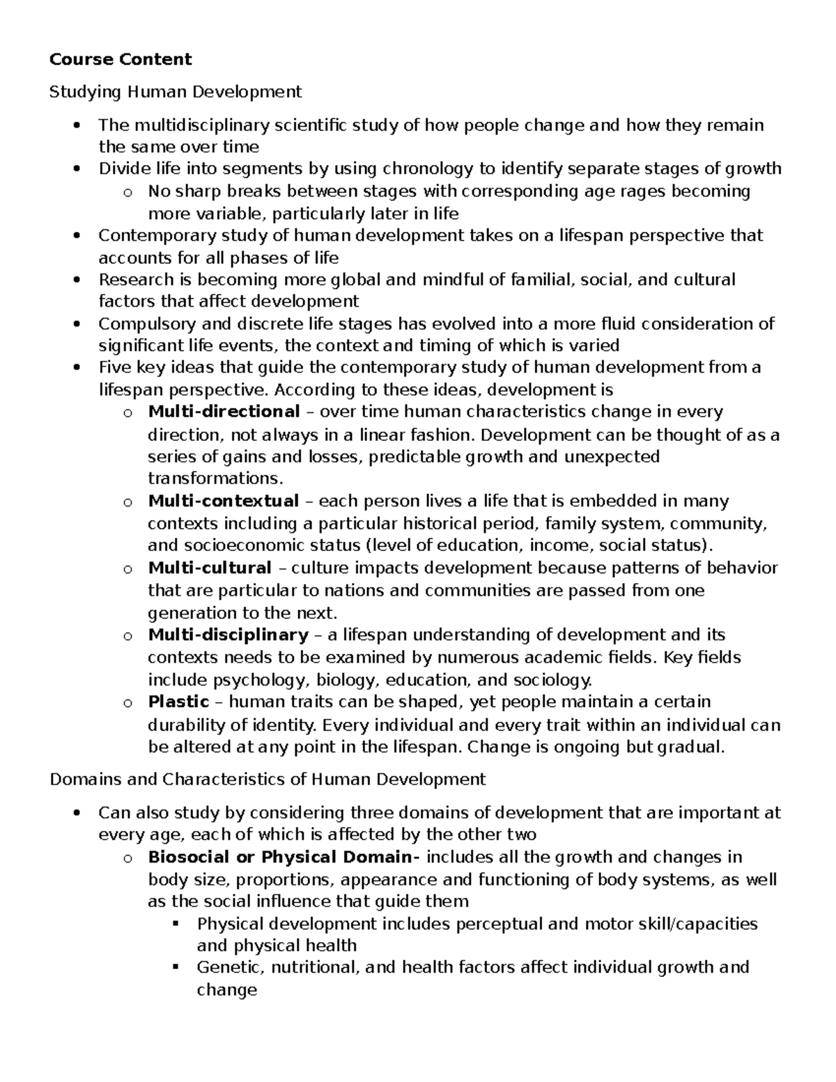 Unit 1: Intro to Human Development - Key Concepts and Theories - Studocu