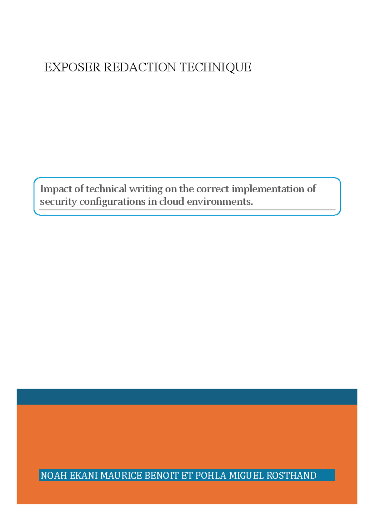 TECH 101: Impact of Technical Writing on Cloud Security Configurations ...