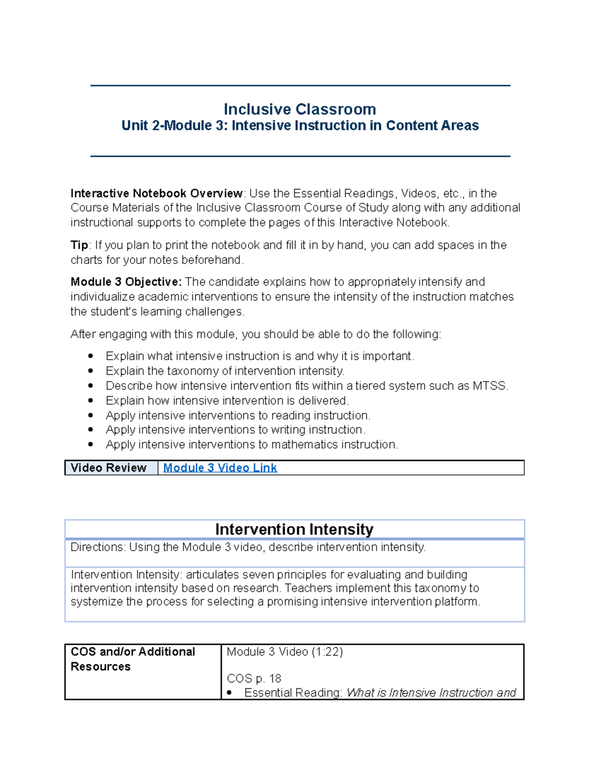 Inclusive Classroom Unit 2 - Module 3 Interactive Notebook Notes - Studocu