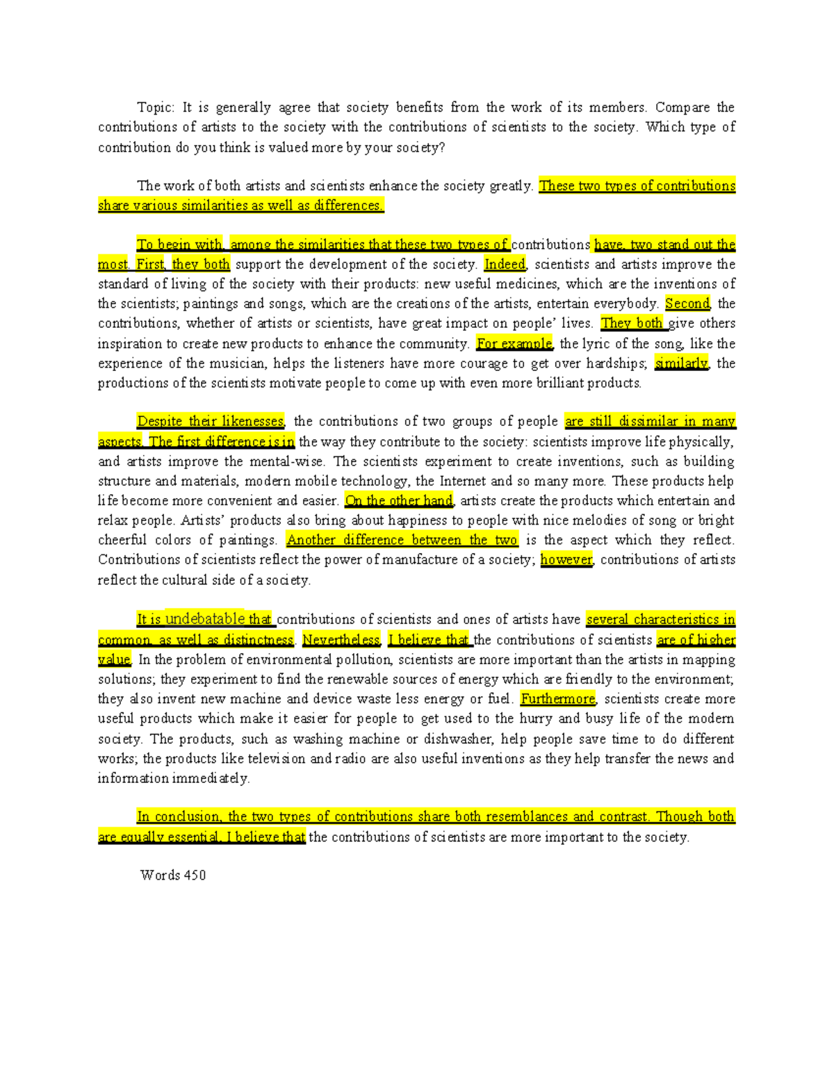 Comparative Analysis of Contributions: Artists vs. Scientists - Studocu