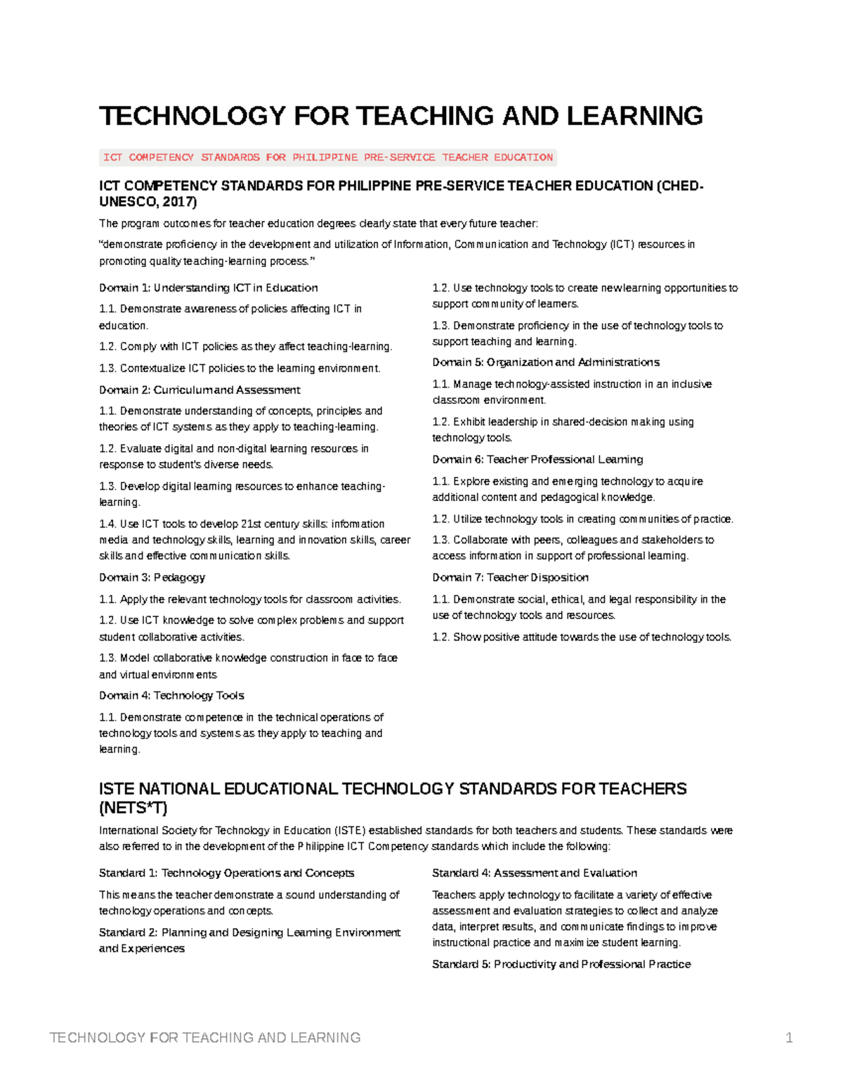 Technology For Teaching And Learning - TECHNOLOGY FOR TEACHING AND ...